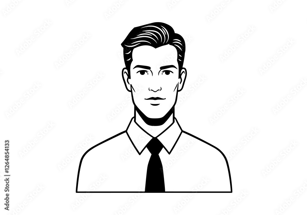 Handsome man outline clipart. A black and white outline of a man with a ...