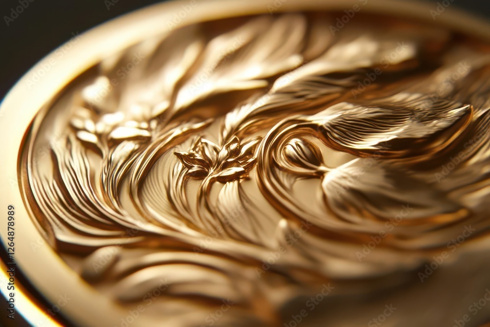 olympic gold medal gleaming in dramatic spotlight with dynamic ribbon ...