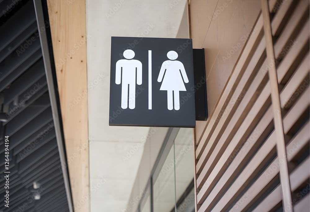 Modern Restroom Sign Black Background White Icons Public Building ...