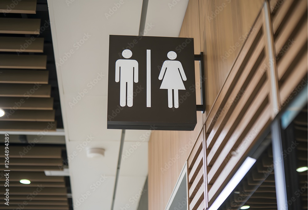 Modern Brown Restroom Sign Wall Mounted Interior Design Public Building ...