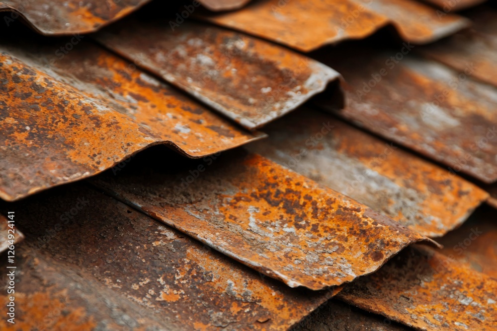 Rusty, layered roof sheets exhibit aged texture, ideal for backgrounds ...