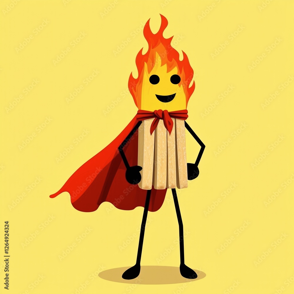 Stick Figure Superhero with Red Cape – Bold Cartoon Vector Art Stock ...