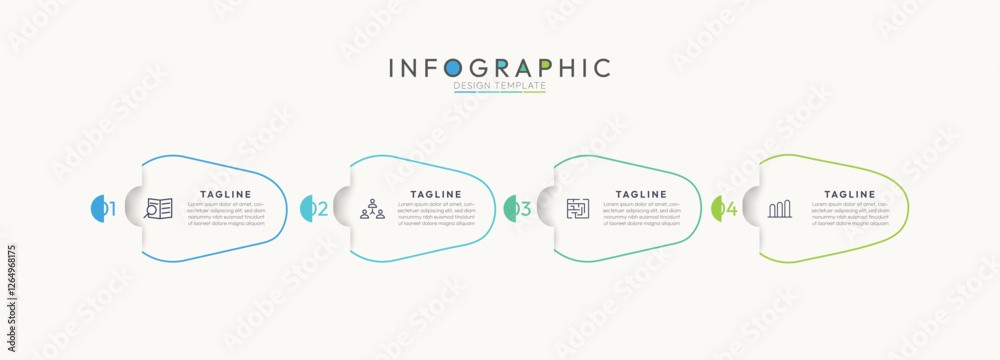 4 Steps Horizontal Timeline Infographic, four steps are arranged ...