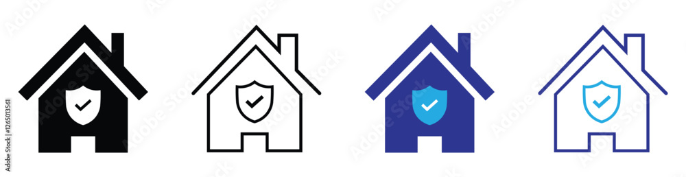 safe house icon set. house insurance icon set. home shield icon. home ...