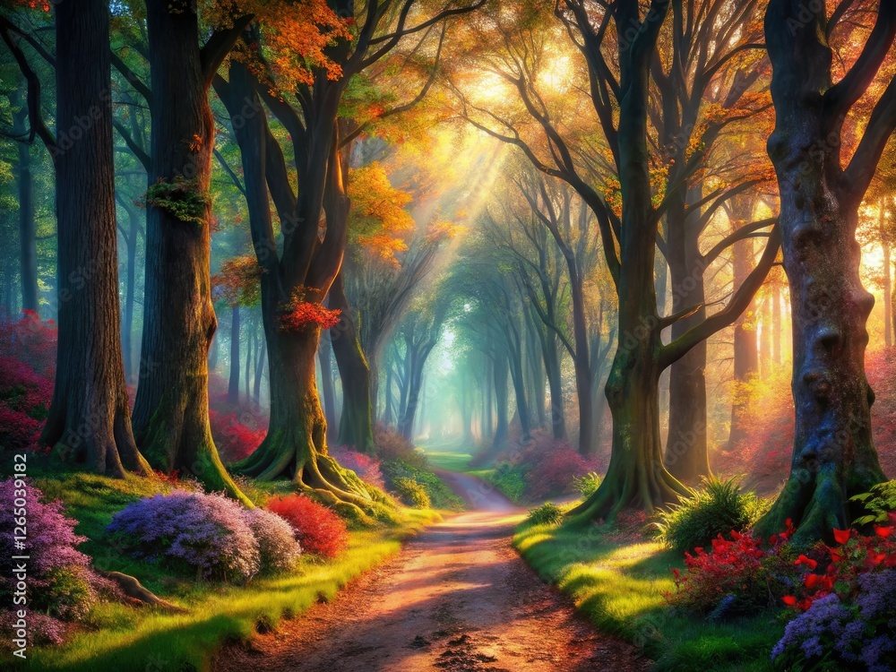 Mystical Forest Path Digital Fantasy Art Rule Of Thirds Framing