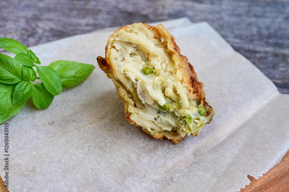 Frittatina di Pasta.Neapolitan Fried Pasta Street Food .Аuthentic ...