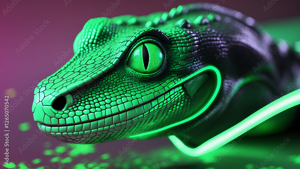 Lizard Skin Texture with a Futuristic Neon Glow Creating a Sci-Fi ...
