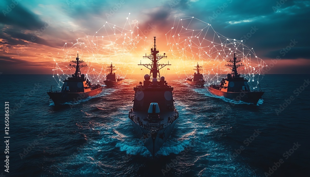 Naval warfare innovation, digital network network overlay on overlay ...