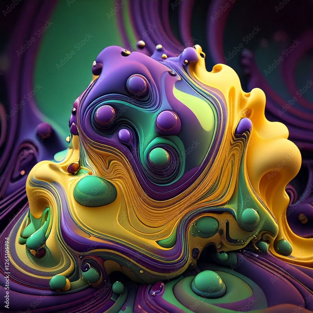 melting shapes with a 3D, liquid-like texture. Soft light and an ...