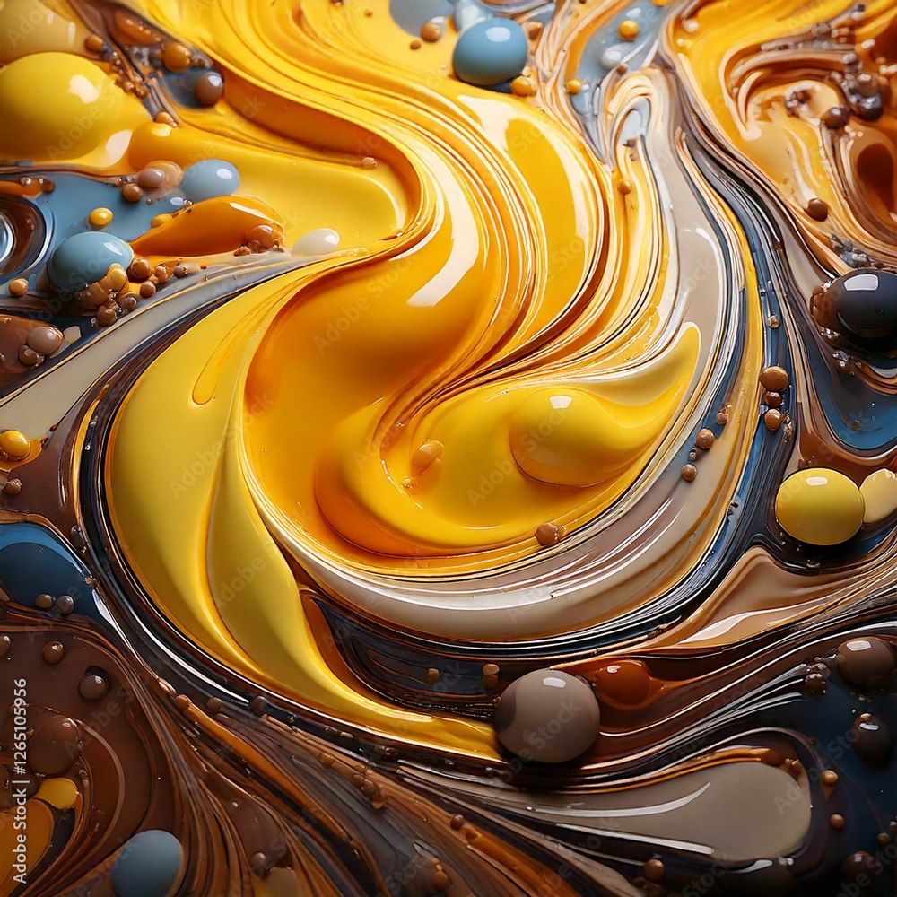 melting shapes with a 3D, liquid-like texture. Soft light and an ...