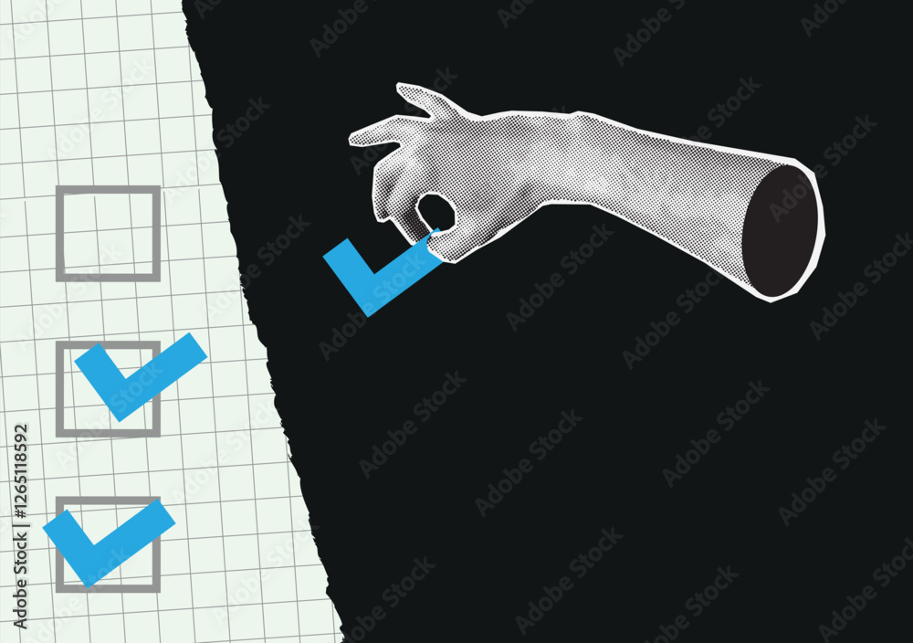 hand holding a check mark. Clipboard with a checklist. Businessman ...