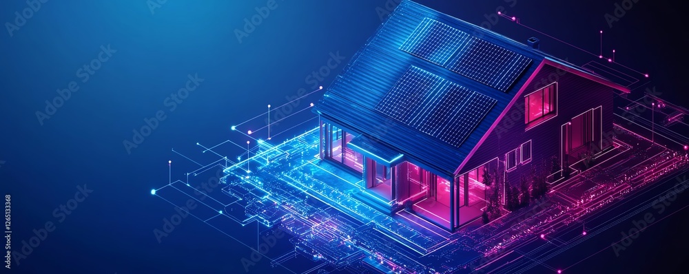 Infographic diagram of smart home with battery packs for clean energy ...