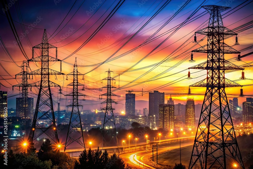 Overhead Power Lines Night, Power Supply, Low Light Photography ...