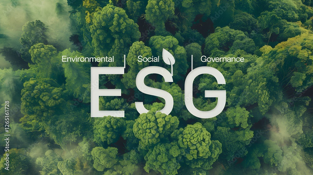 ESG Investing Concept Aerial View Lush Green Forest Environmental ...