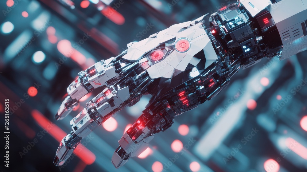 Robotic arm futuristic hud background. Polygon robo hand as a concept ...