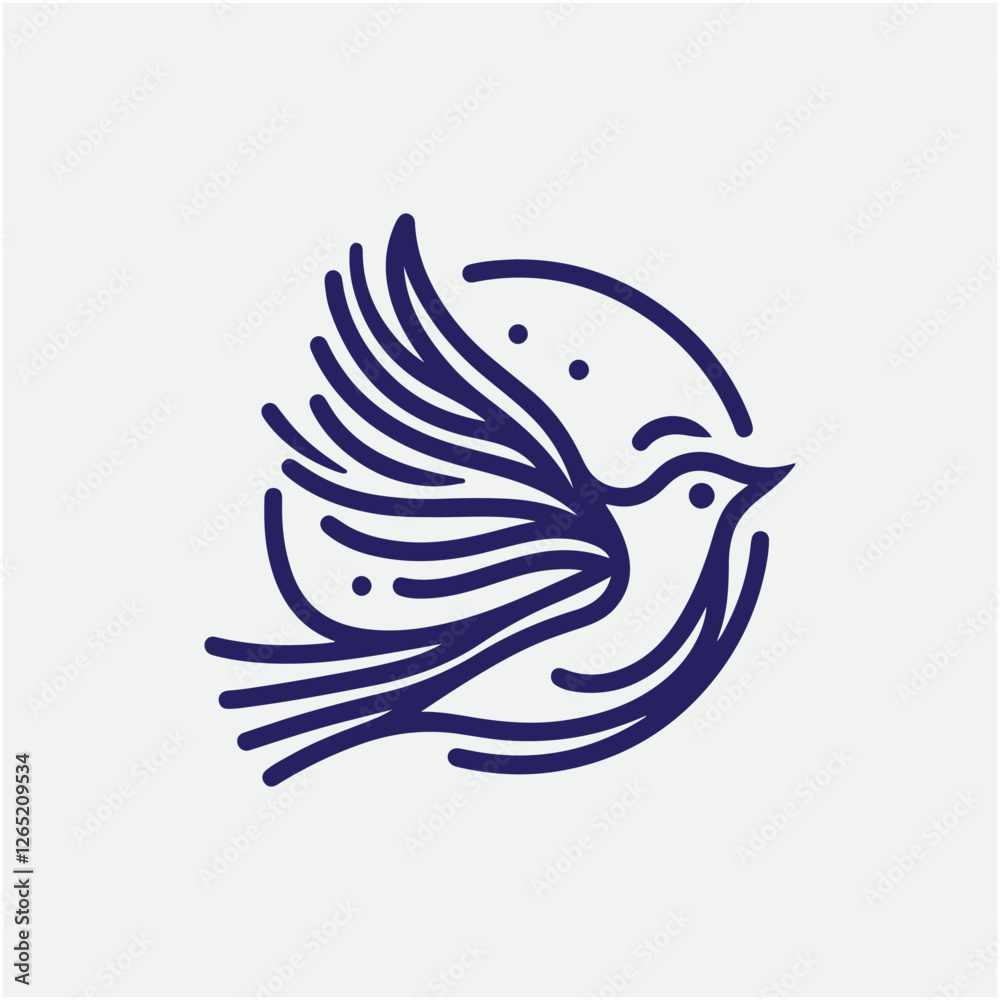 bird line art icon logo vector design, modern logo pictogram design of ...