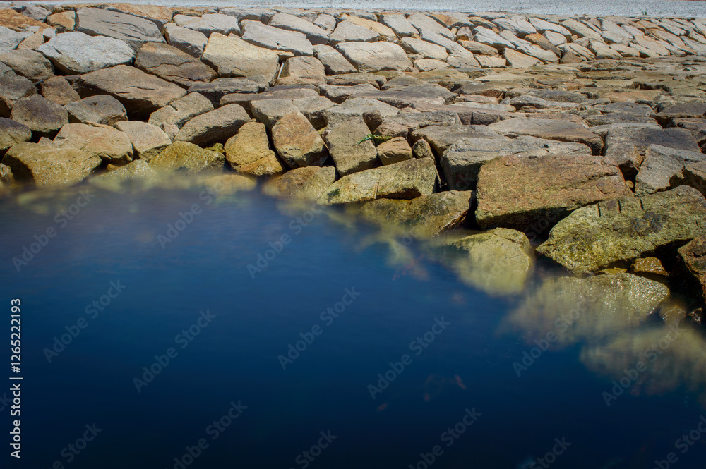Protective concrete tetrapod blocks in the Osaka Bay, protecting the ...