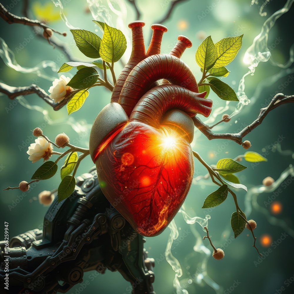 Illustration technological with mechanical features bio punk and ...