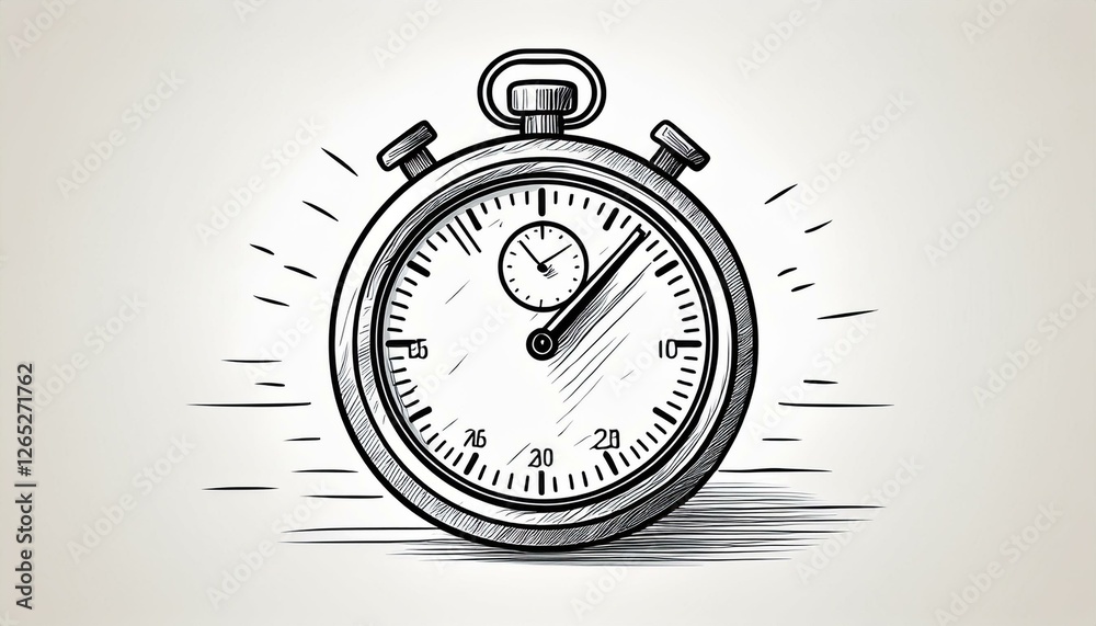 Timer watch doodle icon. Stopwatch clock hand drawn sketch style icon ...