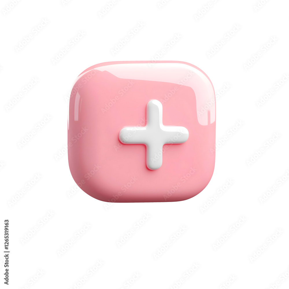 3d plus symbol white add icon pink 3d icon png pink 3d ui icons ...