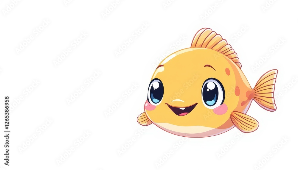 Cute Goldfish Cartoon Character with Big Eyes and a Friendly Smile for ...