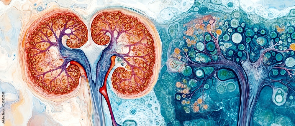 Renal pathology image showing chronic kidney disease effects on kidney ...
