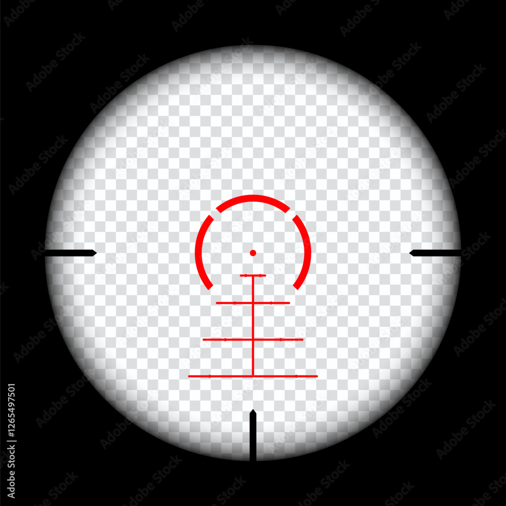 Realistic sniper scope crosshairs view. sniper sight with measurement ...
