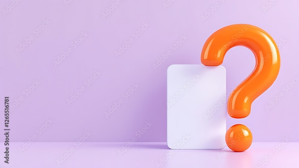 3d white board with question mark icon on purple background render ...