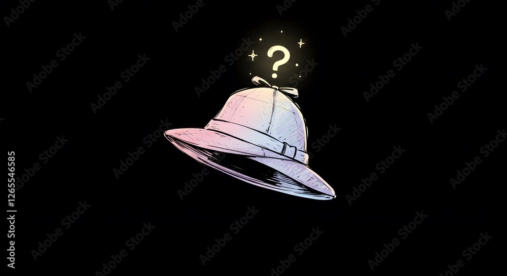 Pith Helmet with Question Mark Symbol Mystery and Confusion ...