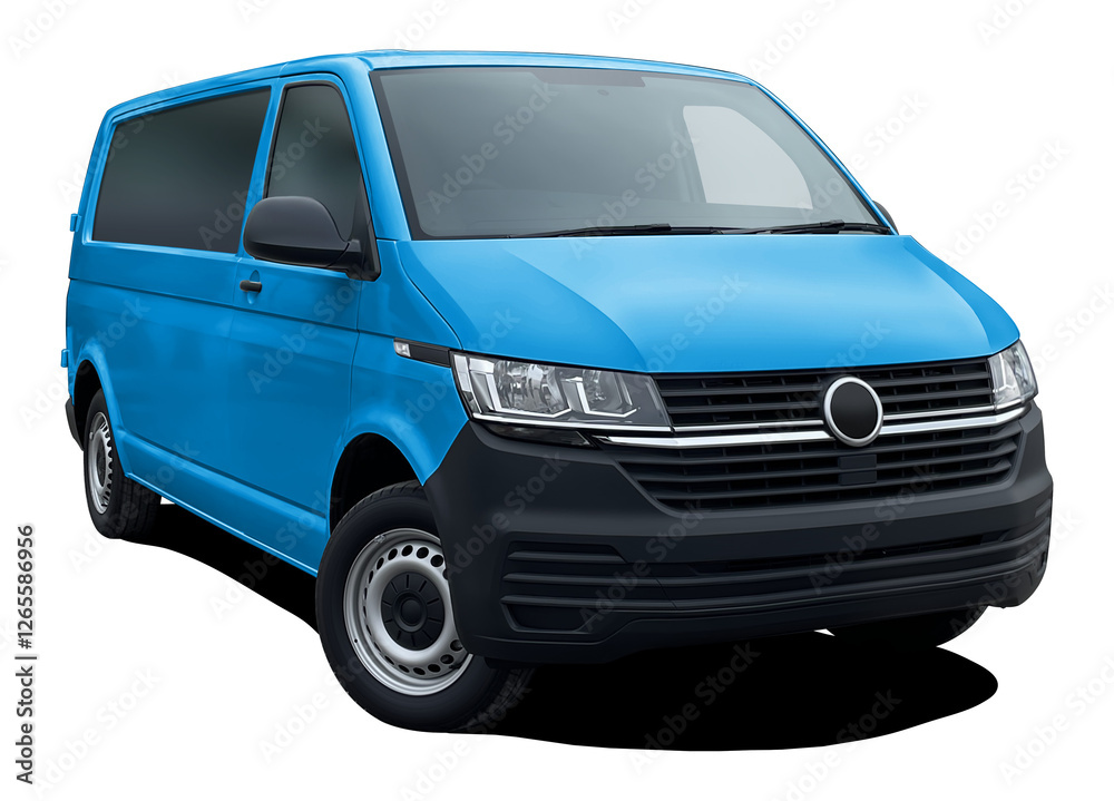 Modern European passenger minibus, front side view isolated on white ...