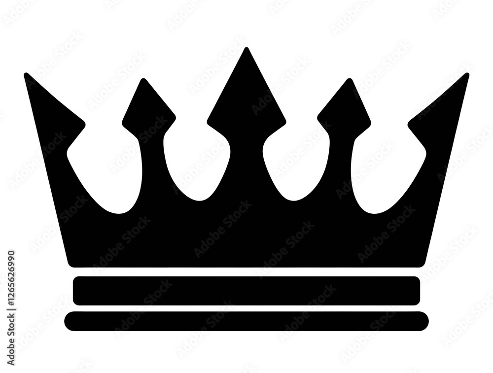 Simple black crown icon with five points on a transparent background ...