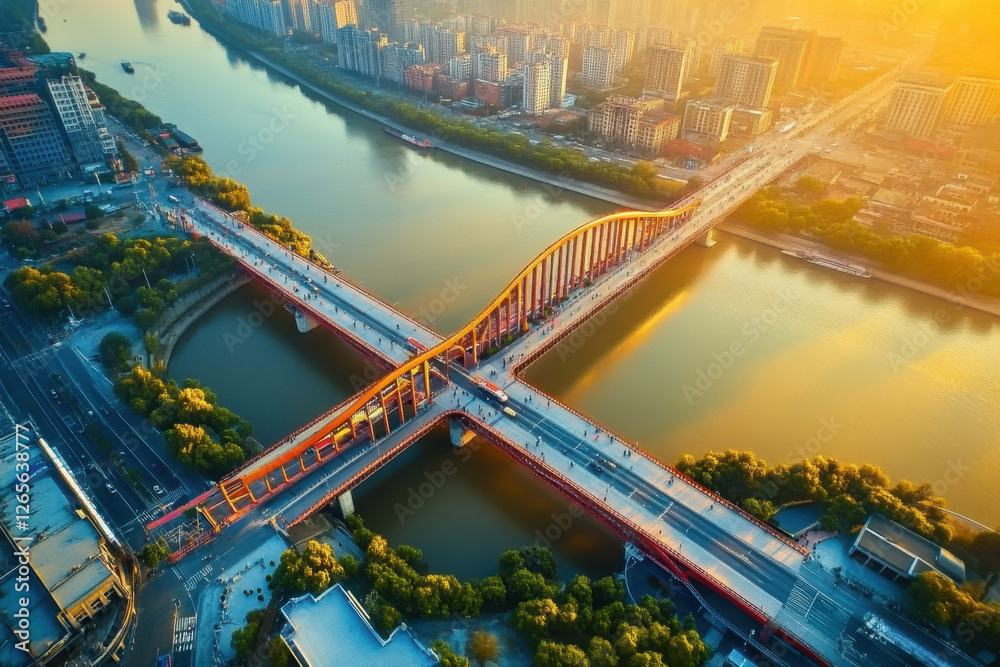 Kolkata Howrah Bridge Sunrise Aerial View Ganges River Ghat February ...