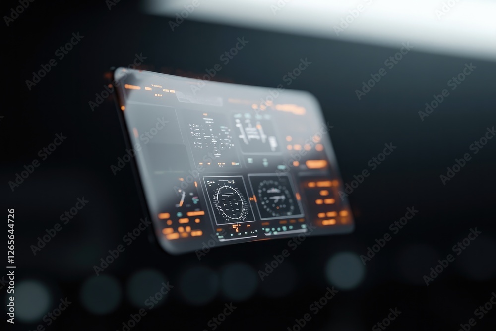 creative digital art representation of pilot cockpit with floating ...