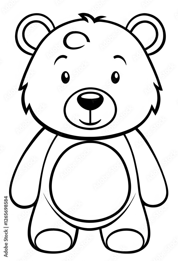 Cute Cartoon Bear Line Drawing for Coloring Book Pages Stock ...