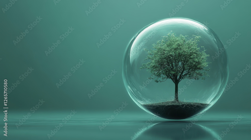 Tree enclosed in transparent bubble, symbolizing nature beauty Stock ...