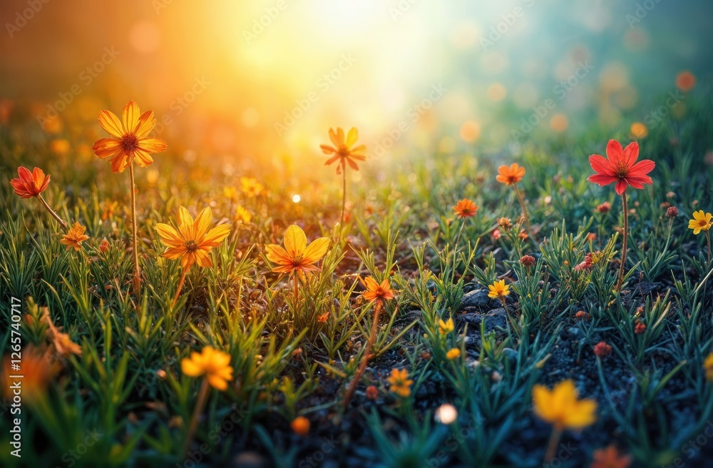 An abstraction depicting natural cycles: the changing of the seasons ...