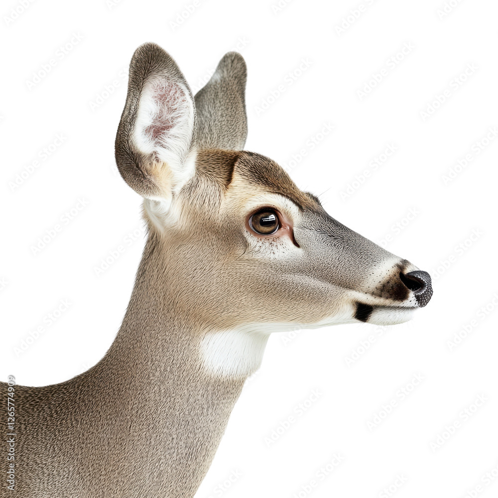 Mule deer head profile on clean Transparent background with details ...