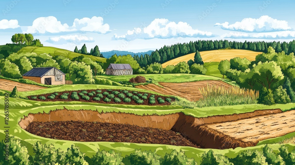 No-till farming methods illustrated with composting techniques and ...