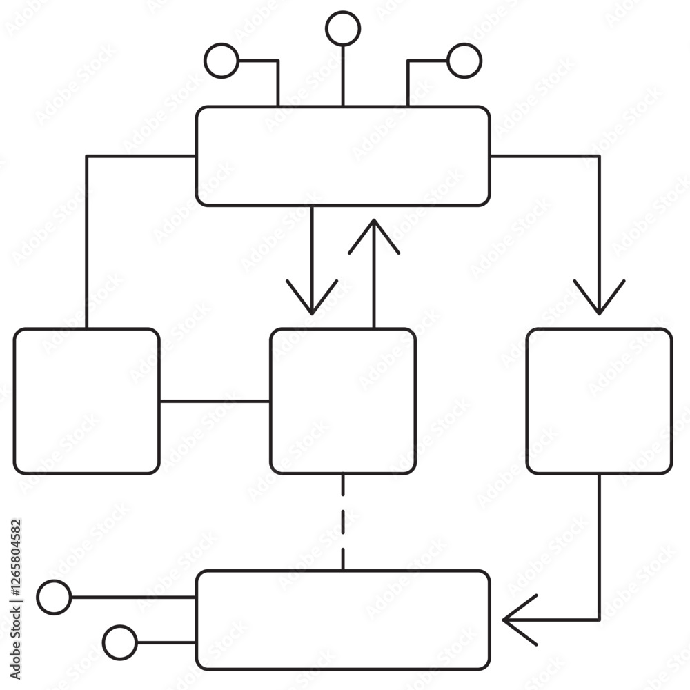 Architectural Diagrams Icon Simple Outline Monochrome Black Vector Pictogram With Thin Lines On