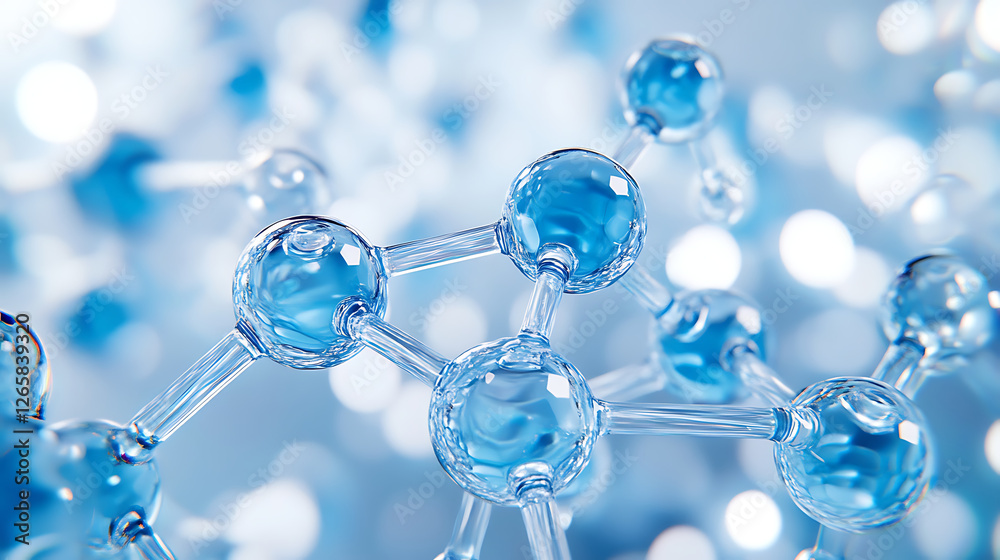 rendering of water molecules showing the hydrogen and oxygen atoms ...