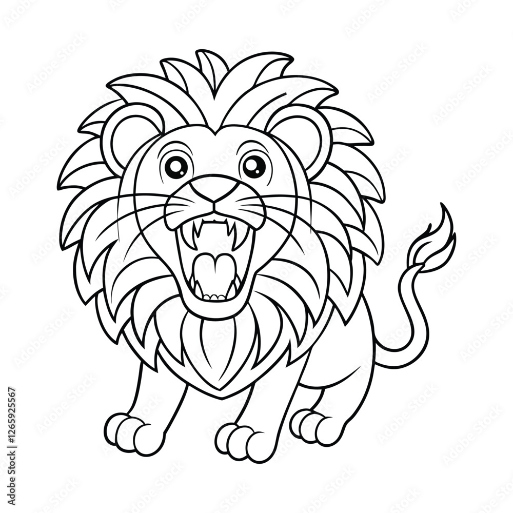 lion vector illustration coloring page for kids Stock Vector | Adobe Stock