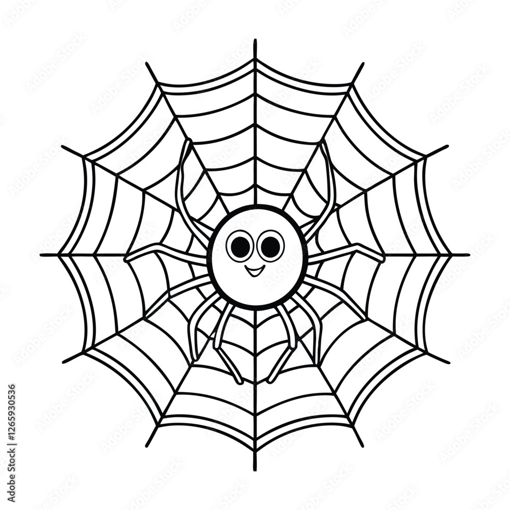 spider and web coloring page for kids Stock Vector | Adobe Stock