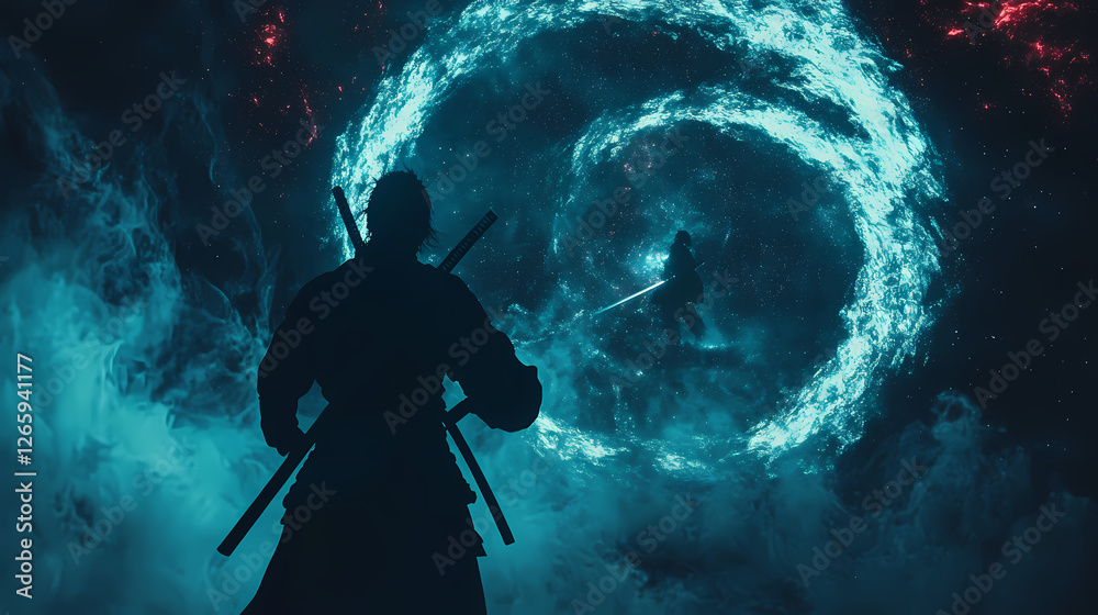 Dark nebula creature meets ninja, a natural confrontation. Astral ...