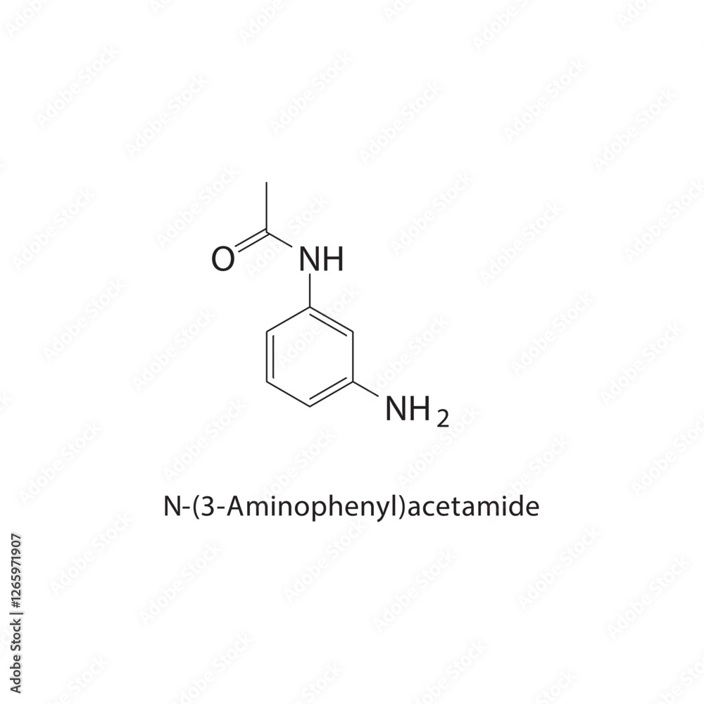 N-(3-Aminophenyl)acetamide skeletal structure.Acetamide derivative ... N-(3-Aminophenyl)acetamide skeletal structure.Acetamide derivative ...