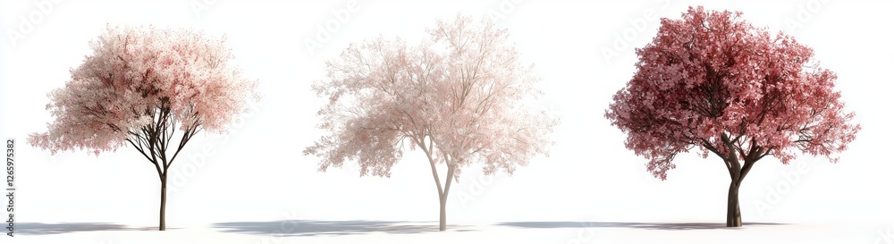 Collection of Chinese redbud trees, created as a 3D model with a ...