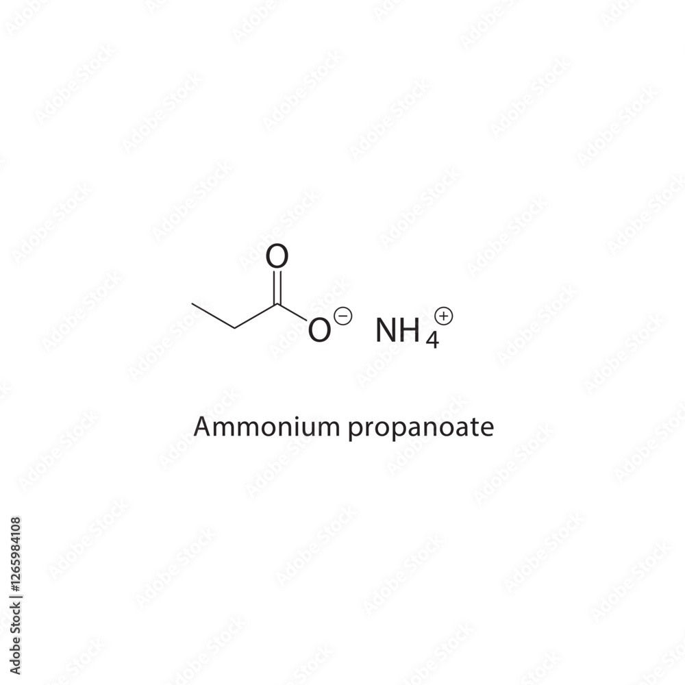 Ammonium propanoate skeletal structure.Carboxylate salt compound ...