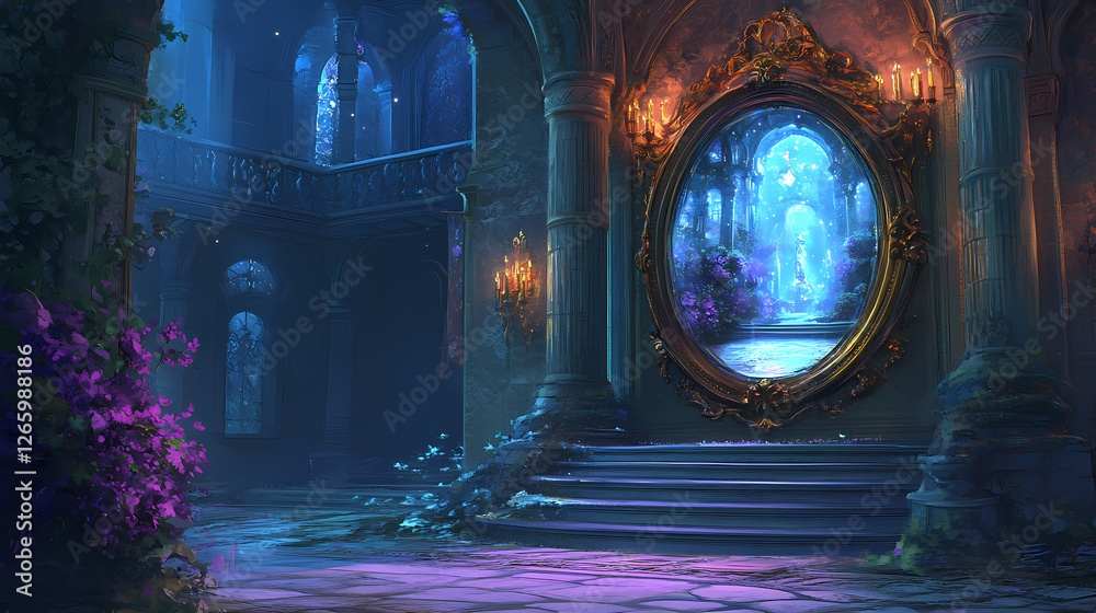 Explore the enchanting game design of a magic mirror with an ornate ...