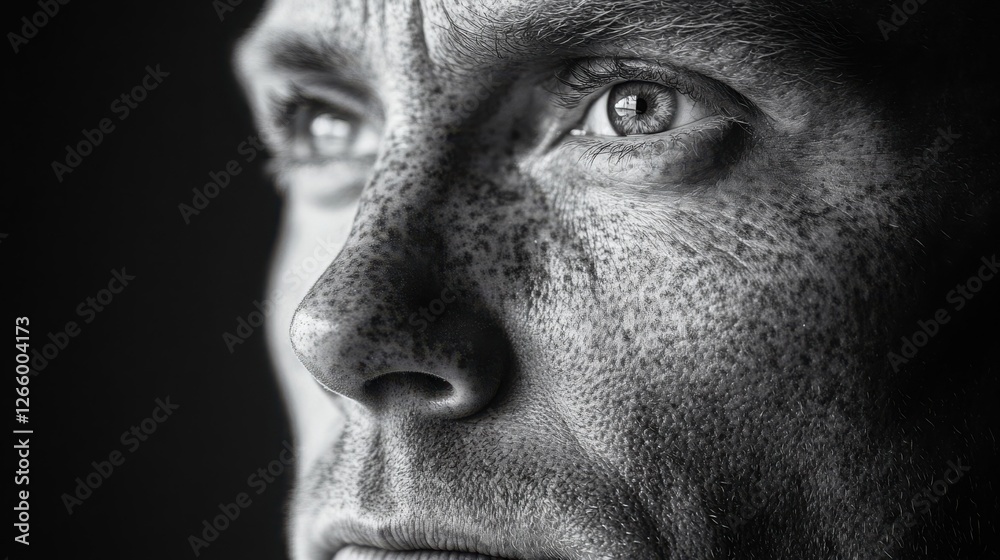 A creative and artistic black-and-white portrait of an adult with ...