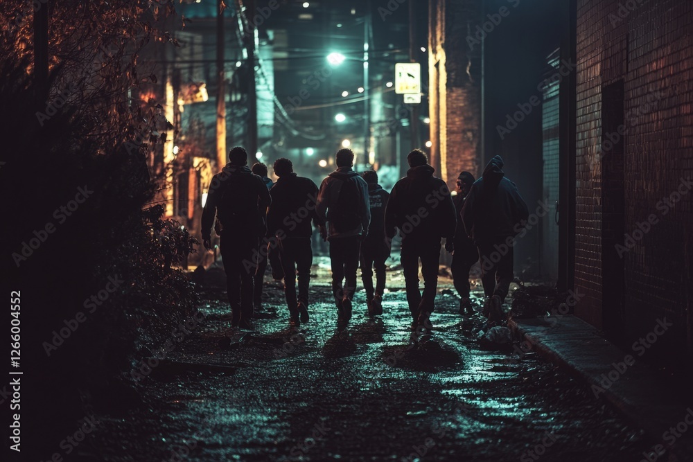 Gang members are patrolling their territory in a dangerous neighborhood ...