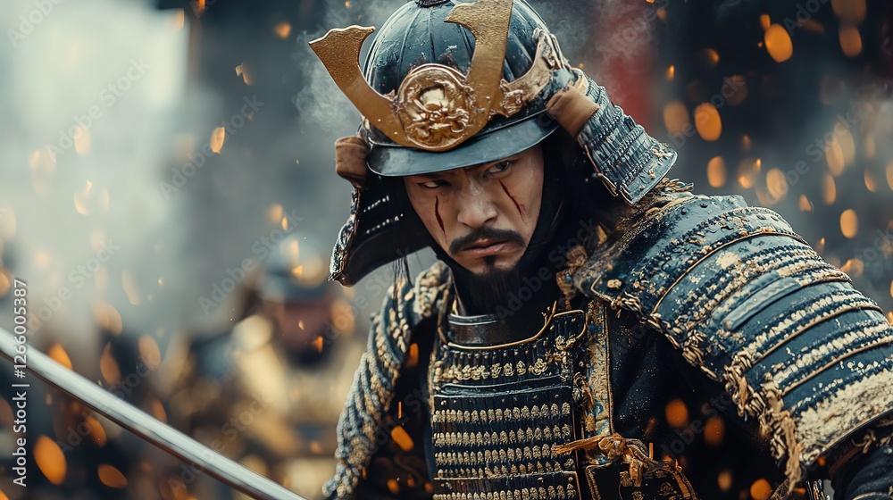 Epic battle scene featuring samurai warriors historic japan action shot ...